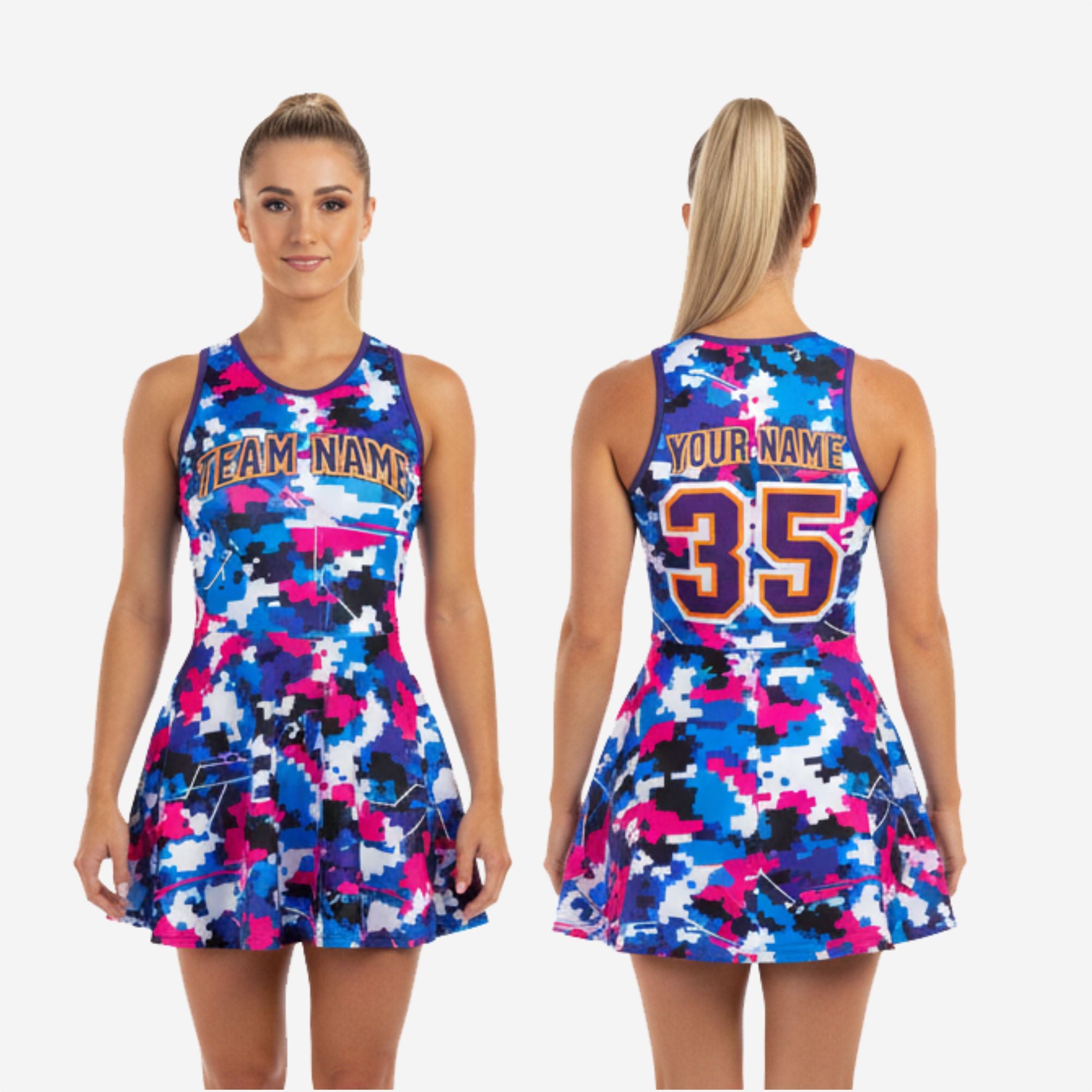 Custom Cheerleading Uniform Dress - Blue Chevron Sleeveless Design – K2 ...